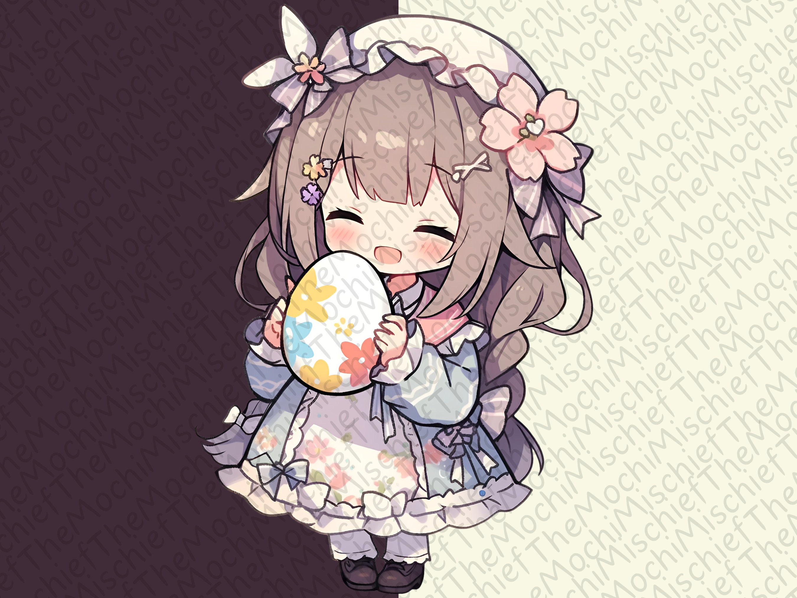 10 Kawaii Easter Chibi Clipart Bundle Cute Colorful Spring Chibi ...