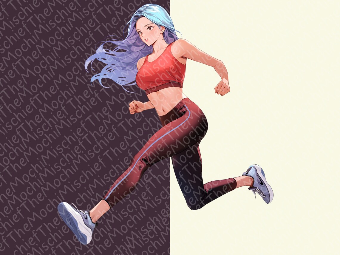 16 Athletic & Fit Anime Girls Clipart Bundle Commercial Use and ...