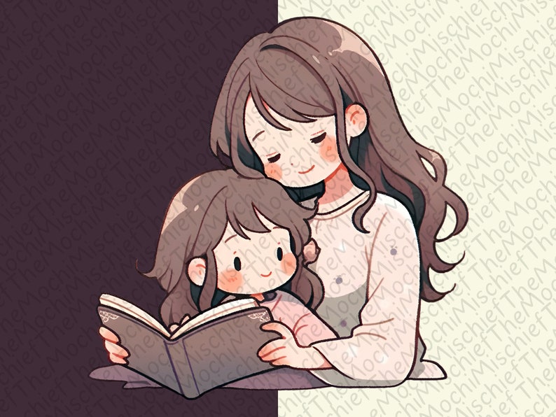 Anime Mother's Day - 15 Commercial Use Pngs, Kawaii Chibi Mom Stickers ...