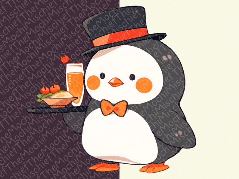 8 Kawaii Chibi Penguins Clipart Set - Commercial Use, Transparent Pngs ...