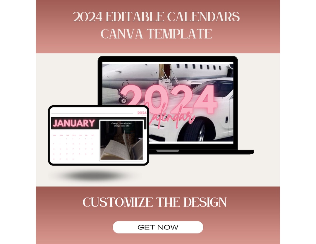 2024 Editable Calendars Canva Template Frame Commercial and Personal ...