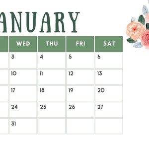Blush and Sage 2024 Calendar - Etsy
