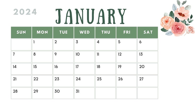 Blush and Sage 2024 Calendar - Etsy