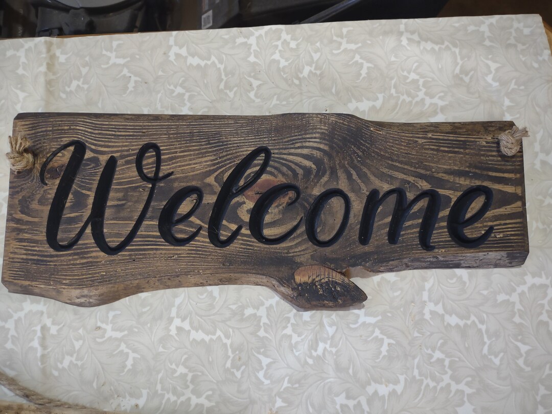 Rustic Welcome CNC Engraved Sign - Etsy