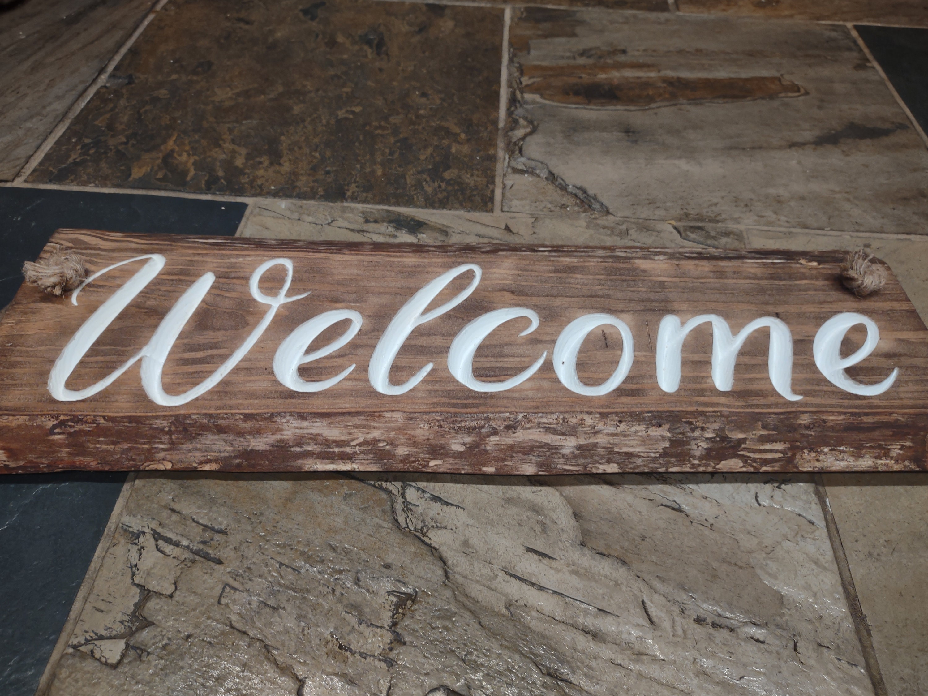 Rustic Welcome CNC Engraved Sign - Etsy