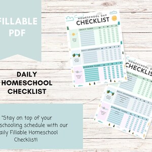 Kids Daily School Checklist Schedule Printable, Fillable PDF To-do List ...