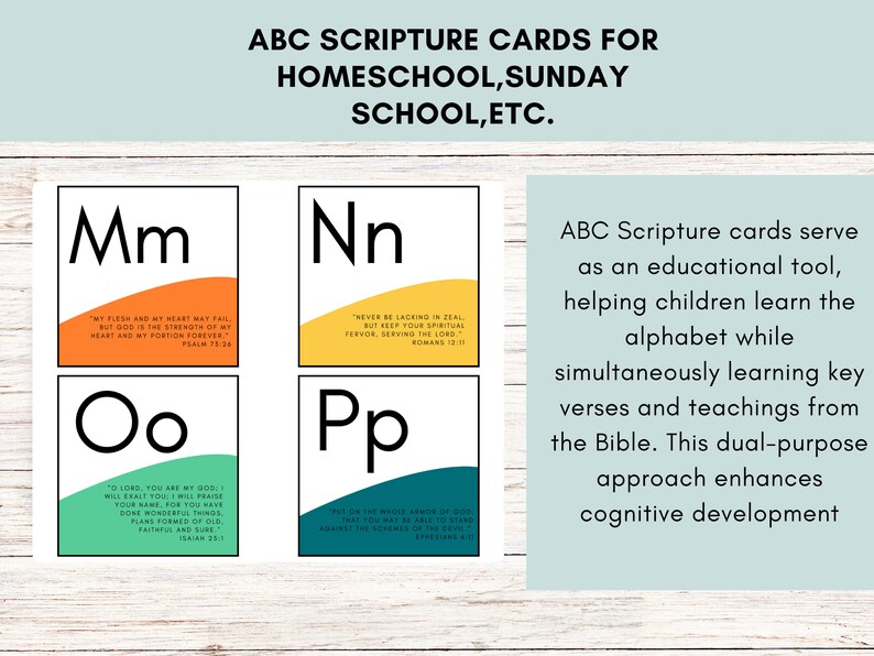 Alphabet Scripture Cards, Bible Verse Printable Cards for Kids, Sunday ...