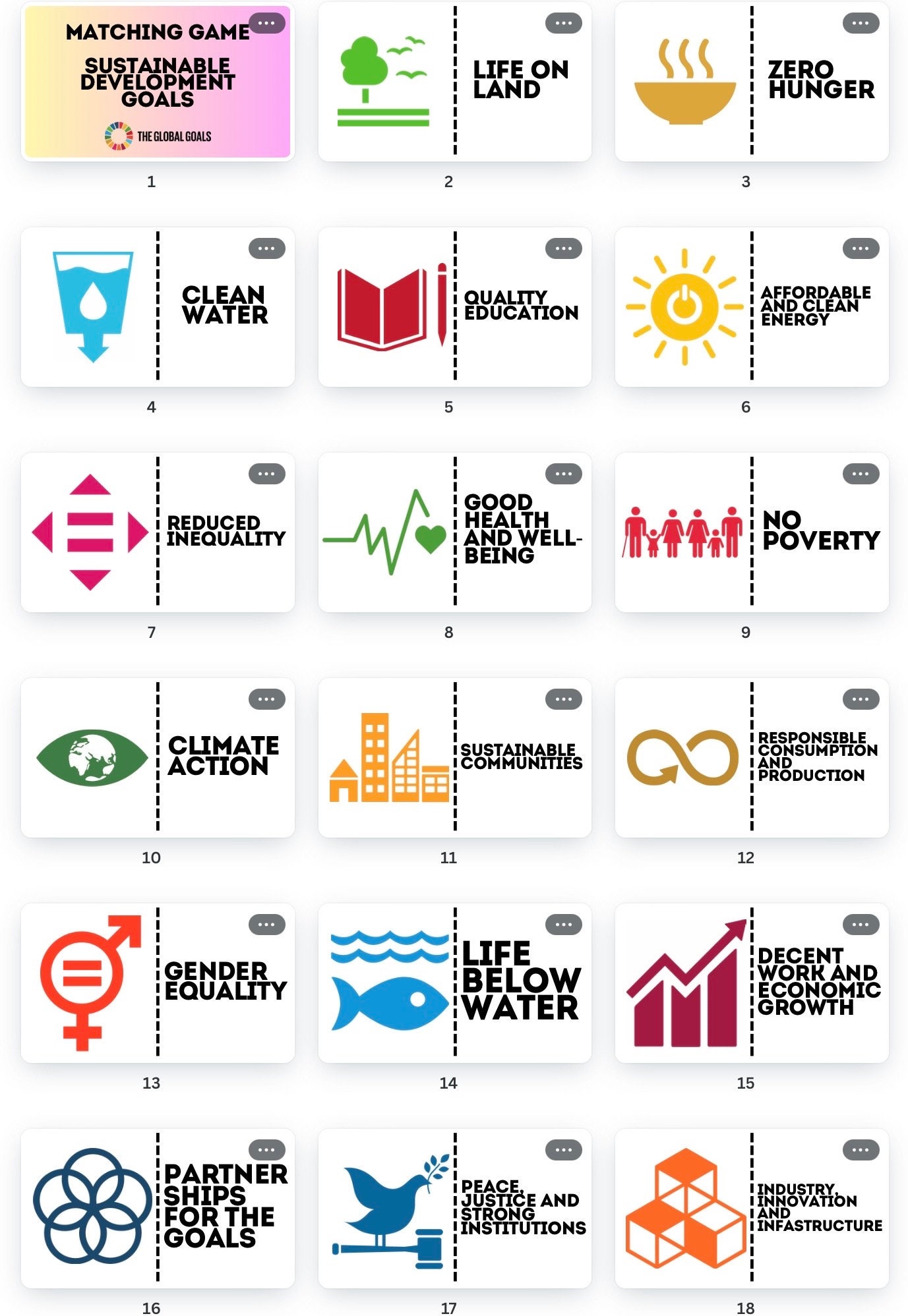 Matching Game: Sustainable Development Goals - Game - Digital Posters ...