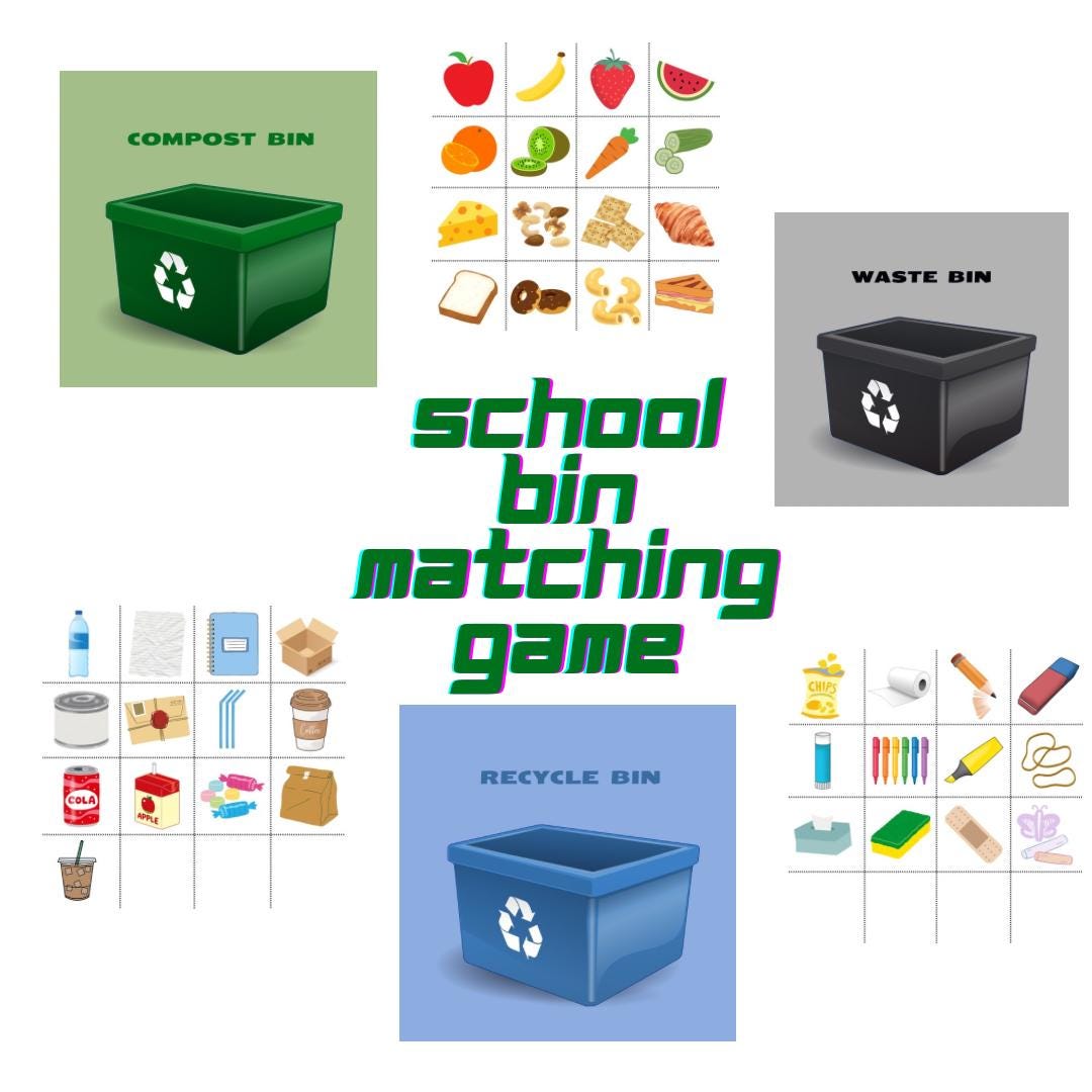 School Bin Matching Game - Digital Prints - Digital Game - Etsy