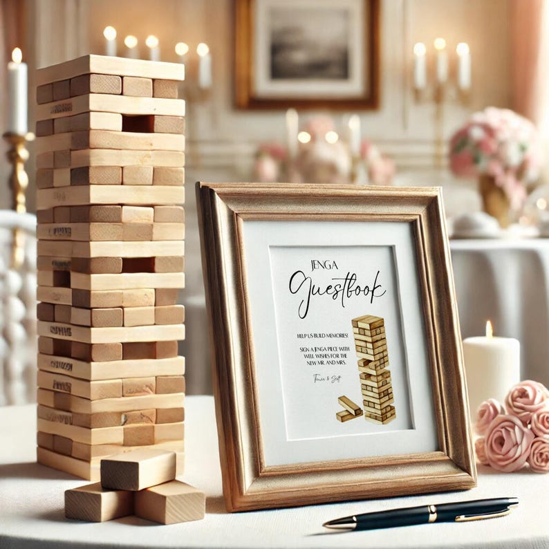 Jenga Guestbook Sign Template | Jenga Guest Book Sign | Wedding Sign ...