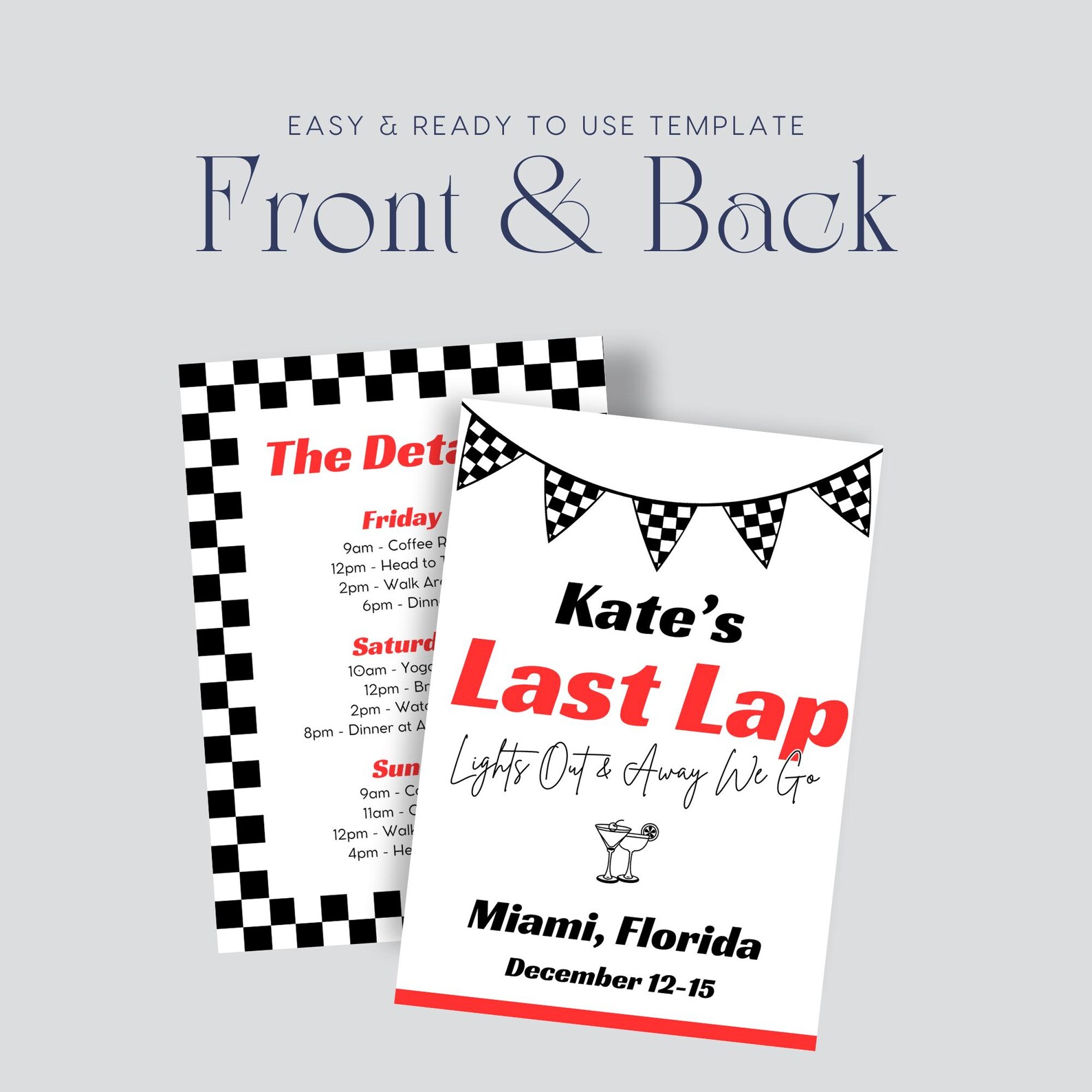 Last Lap Bachelorette Party Invitation Template | Racing Theme ...