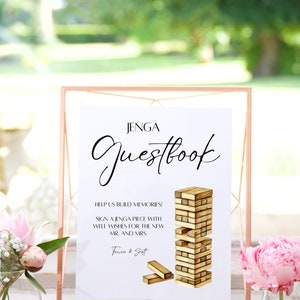Jenga Guestbook Sign Template | Jenga Guest Book Sign | Wedding Sign ...