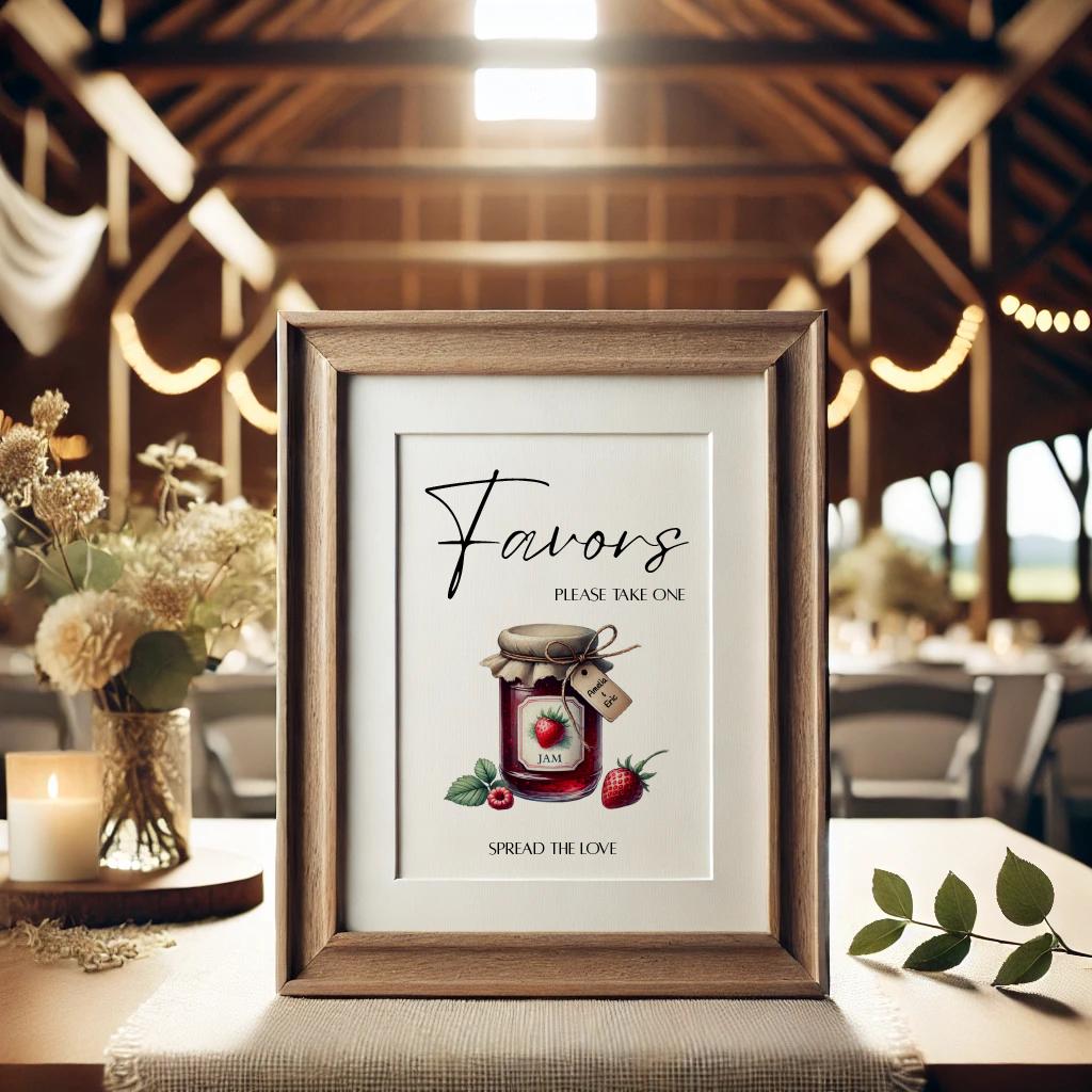 Jam Wedding Favor Sign | Customizable Printable (5x7) - Etsy