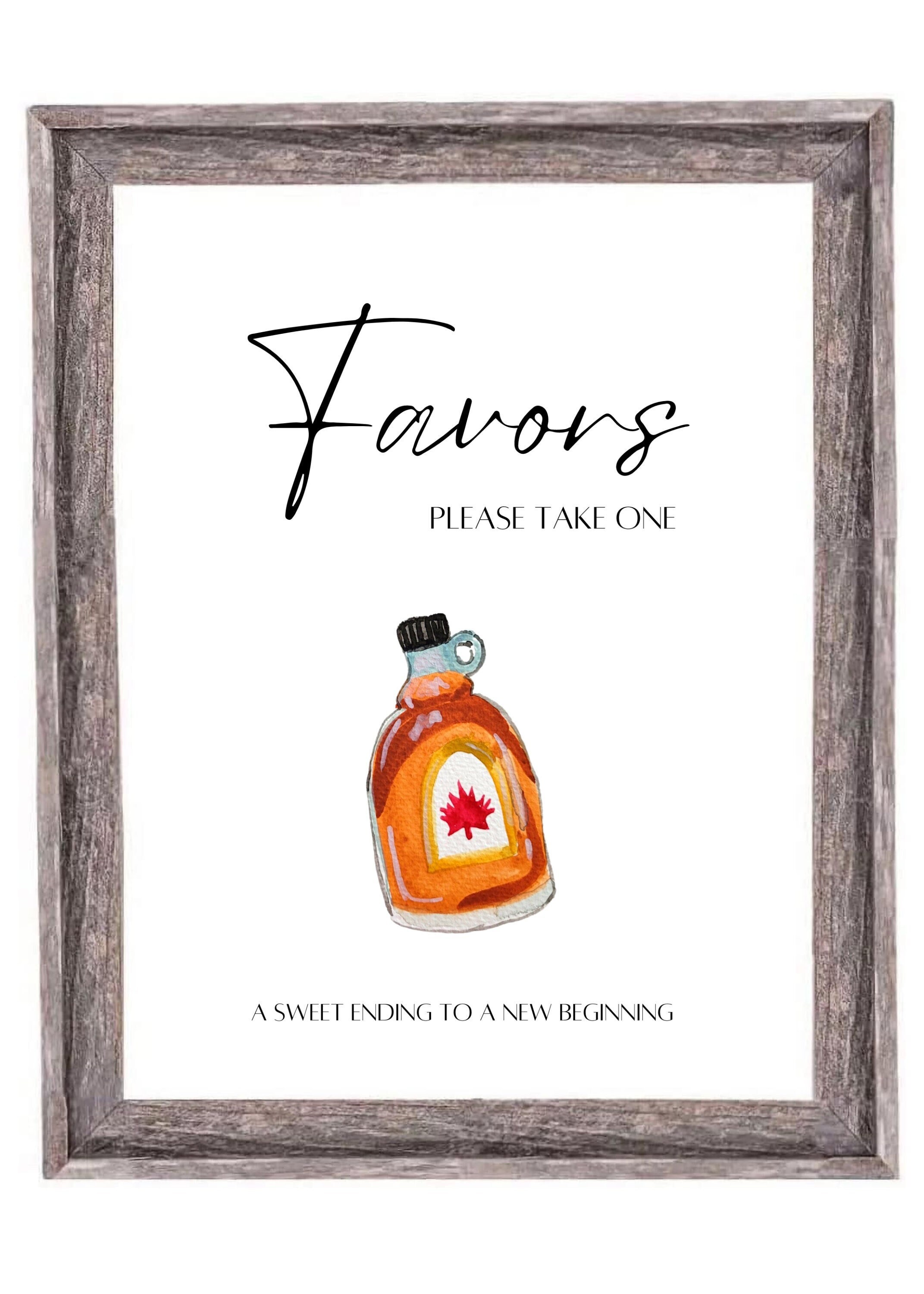 Printable Wedding Favors Sign Maple Syrup Favors Please Take A Favor ...