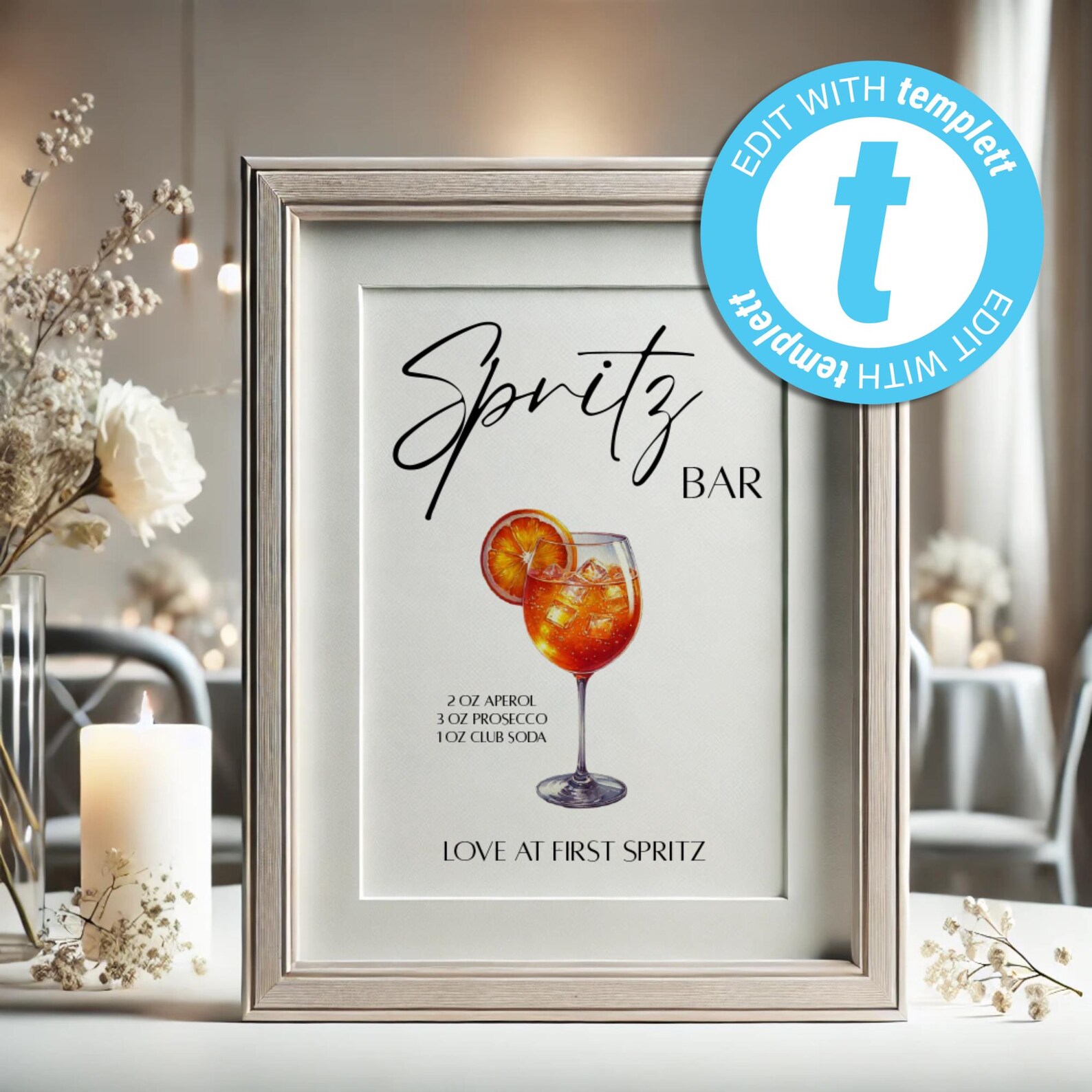 Aperol Spritz Bar Sign Template | Spritz Bar Sign | Bachelorette ...
