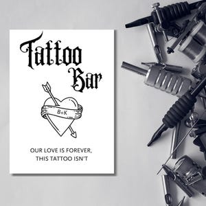 Temporary Tattoo Station Wedding Sign | Tattoo Bar | Editable Canva ...