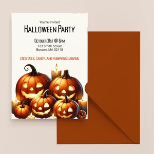 Editable Halloween Party Invitation Pumpkin Carving Party Invite ...