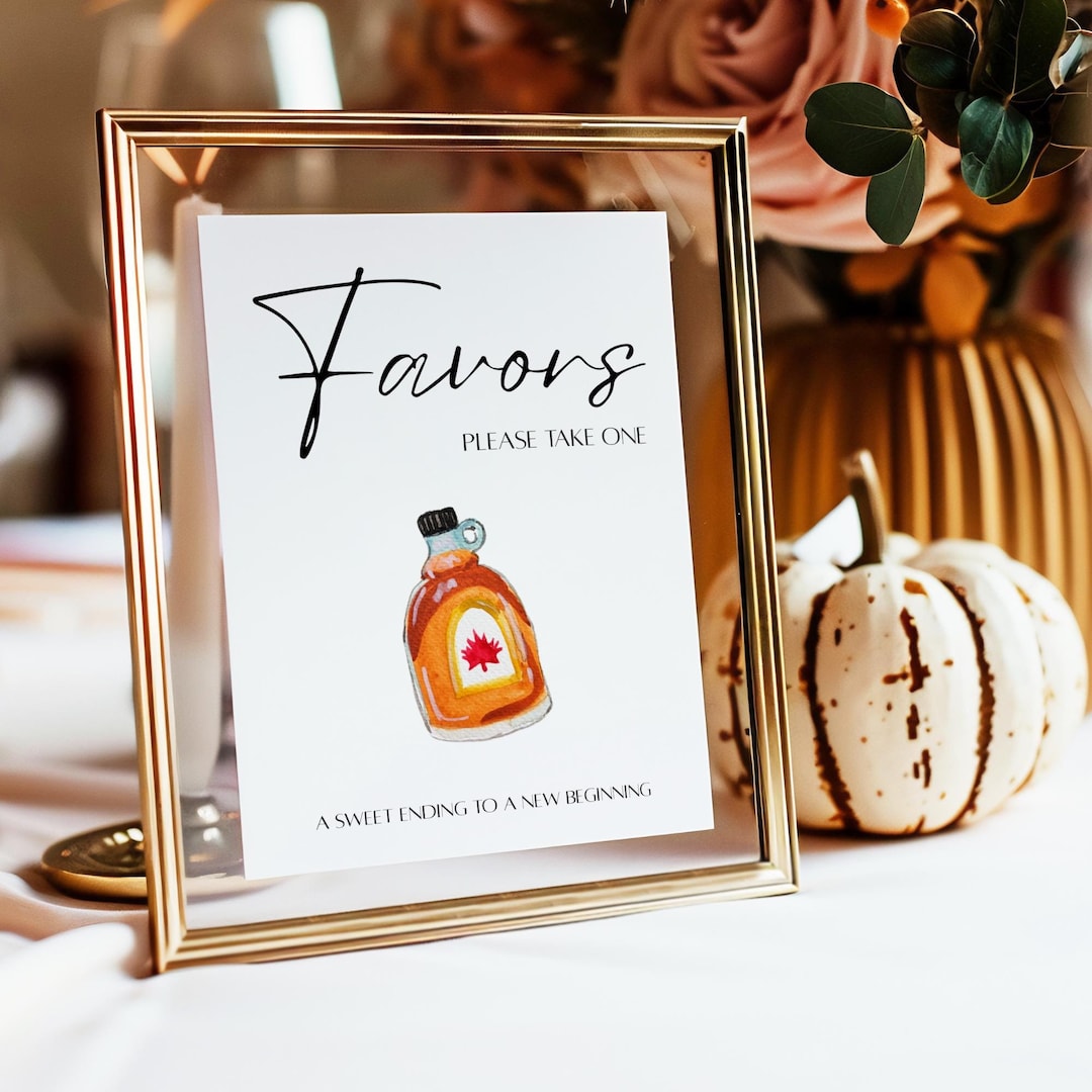 Maple Syrup Wedding Favor Sign Template | Rustic Fall Decor (editable ...