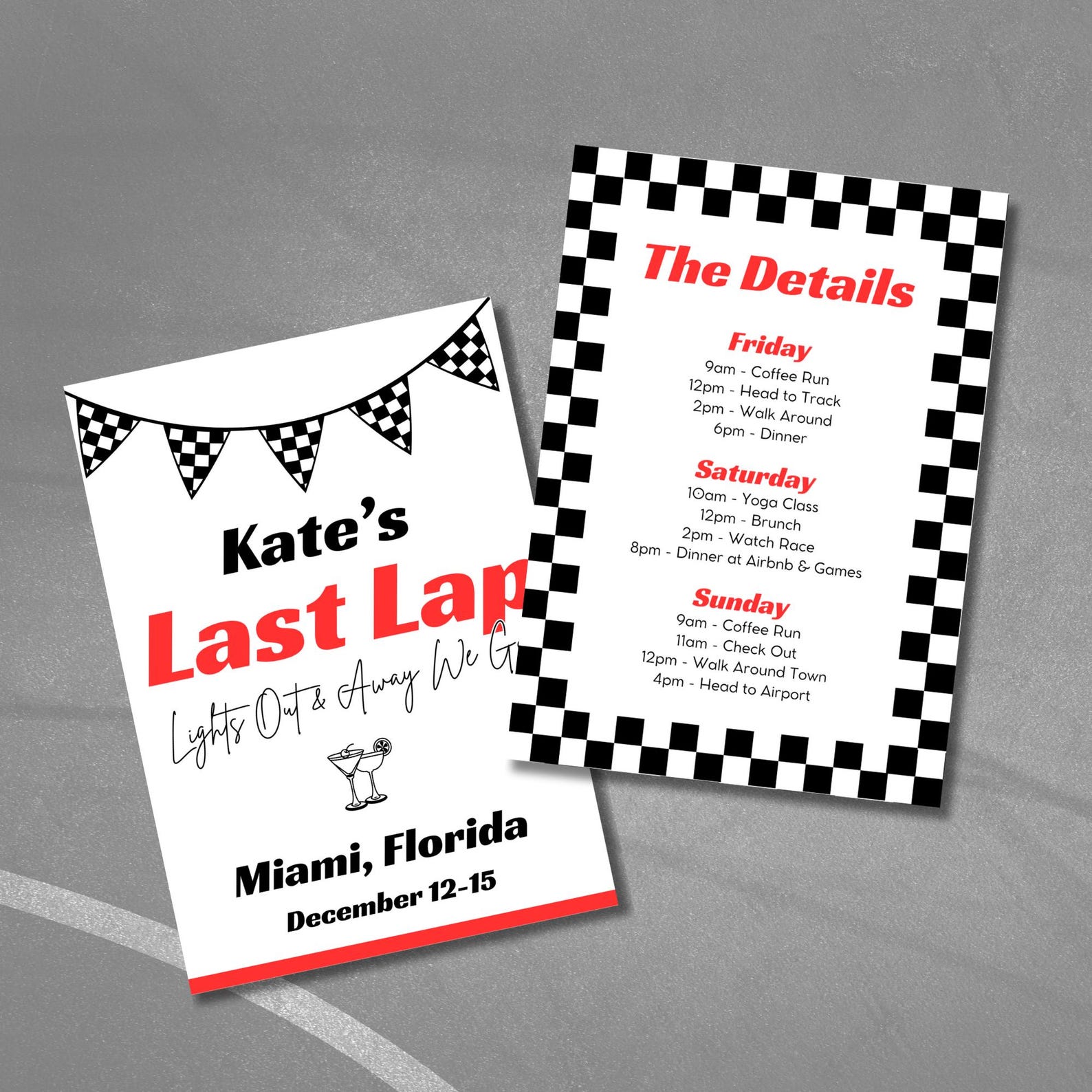 Last Lap Bachelorette Party Invitation Template | Racing Theme ...