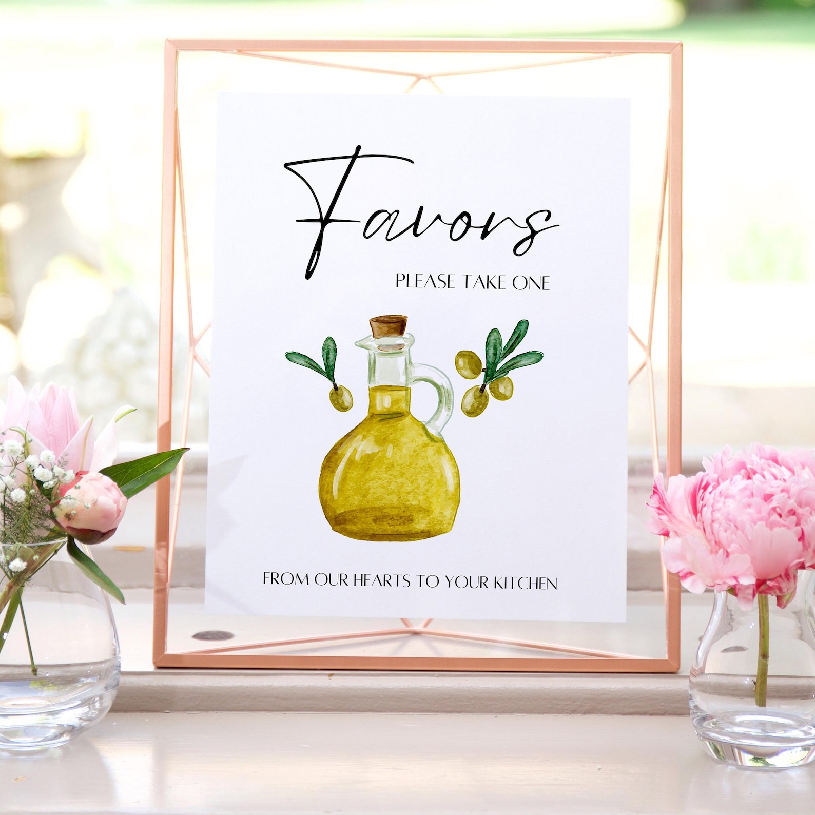 Olive Oil Wedding Favor Sign | Editable Printable Template - Etsy