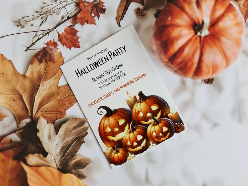 Editable Halloween Party Invitation Pumpkin Carving Party Invite ...