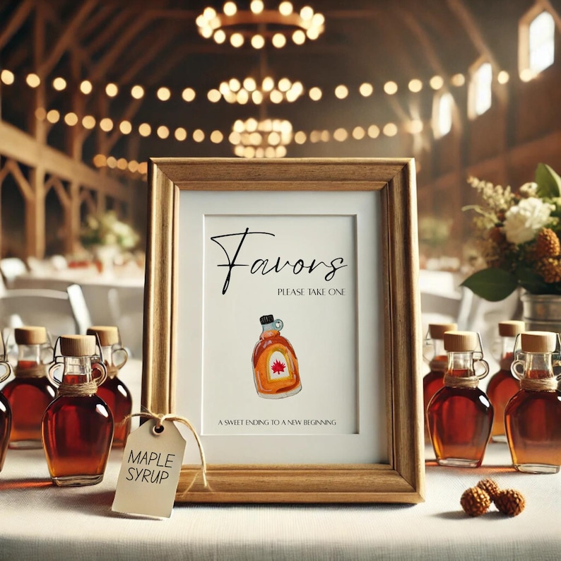 Maple Syrup Wedding Favor Sign Template | Rustic Fall Decor (editable ...