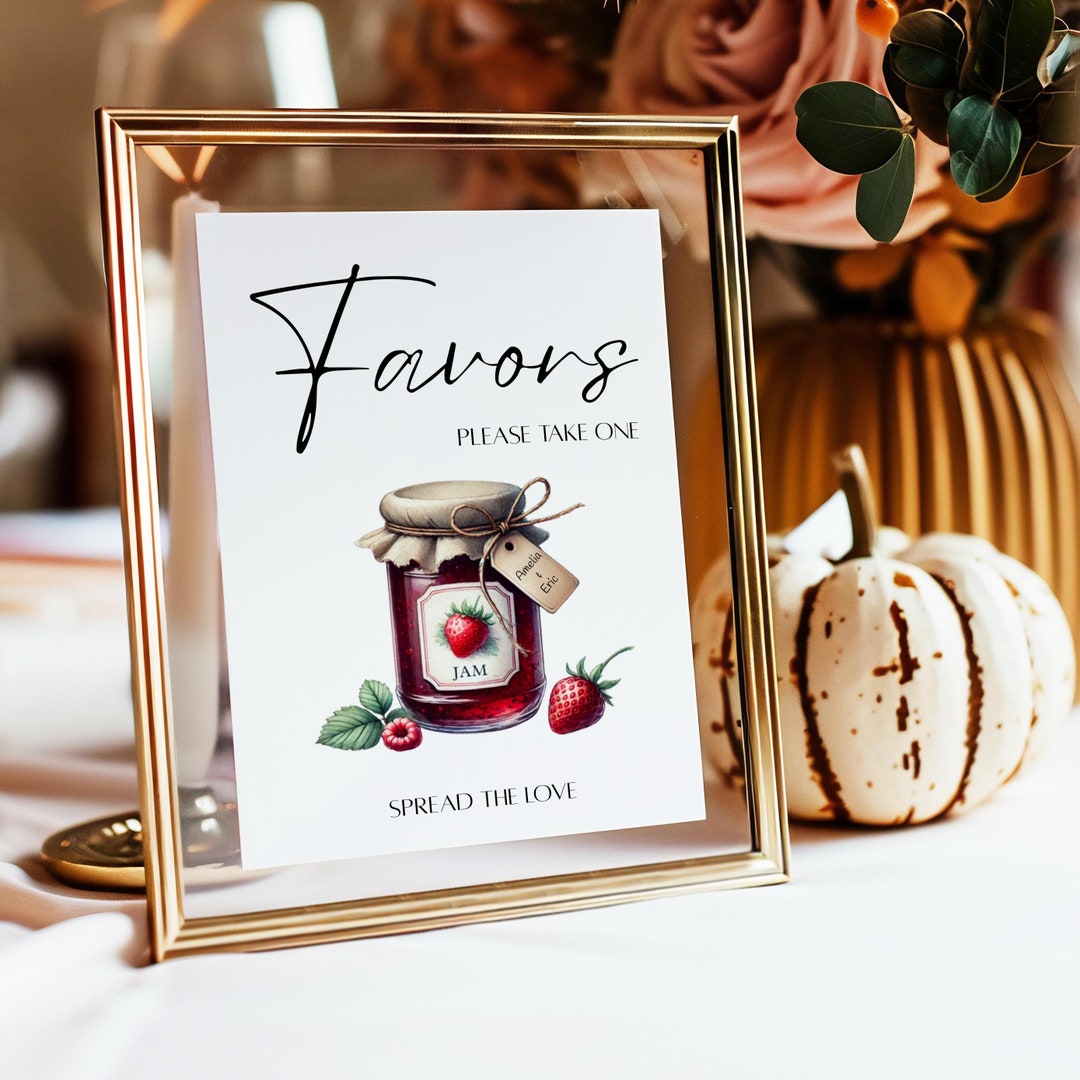 Jam Wedding Favor Sign | Customizable Printable (5x7) - Etsy
