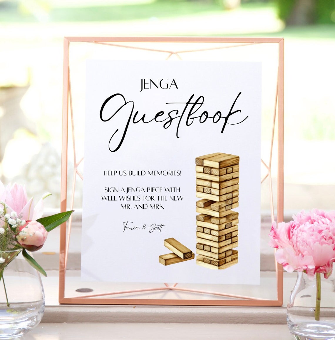 Jenga Guestbook Sign Template | Jenga Guest Book Sign | Wedding Sign ...