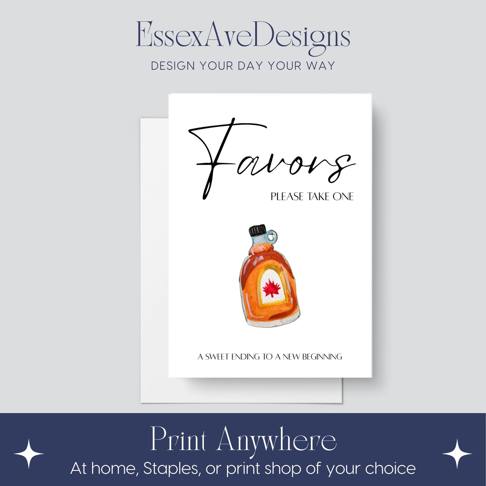 Maple Syrup Wedding Favor Sign Template | Rustic Fall Decor (editable ...