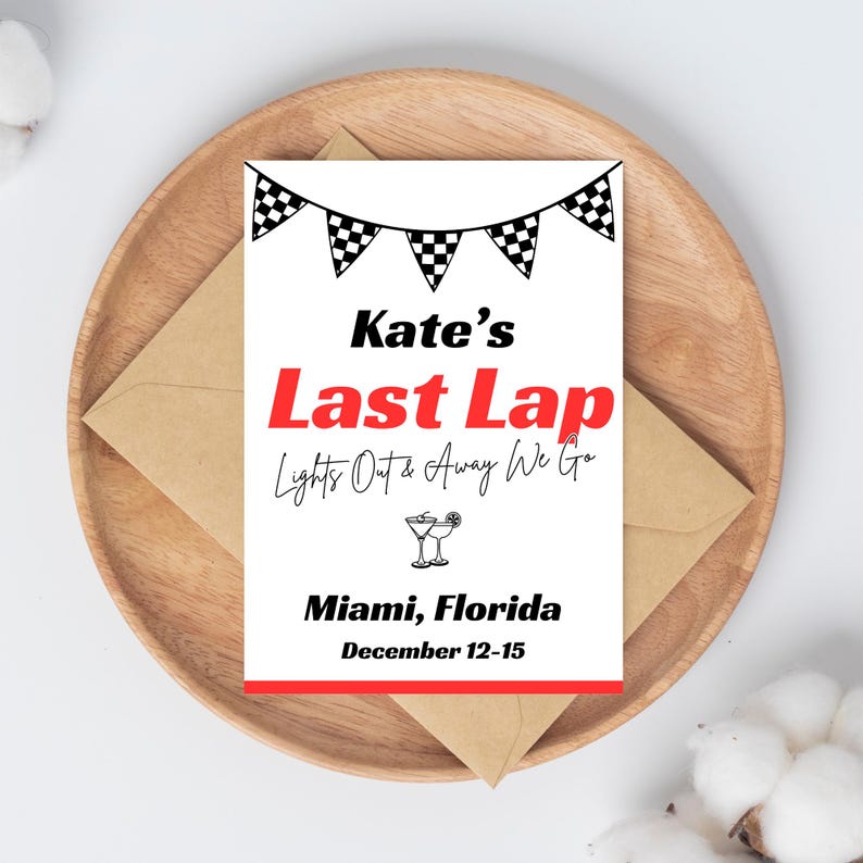 Last Lap Bachelorette Party Invitation Template | Racing Theme ...