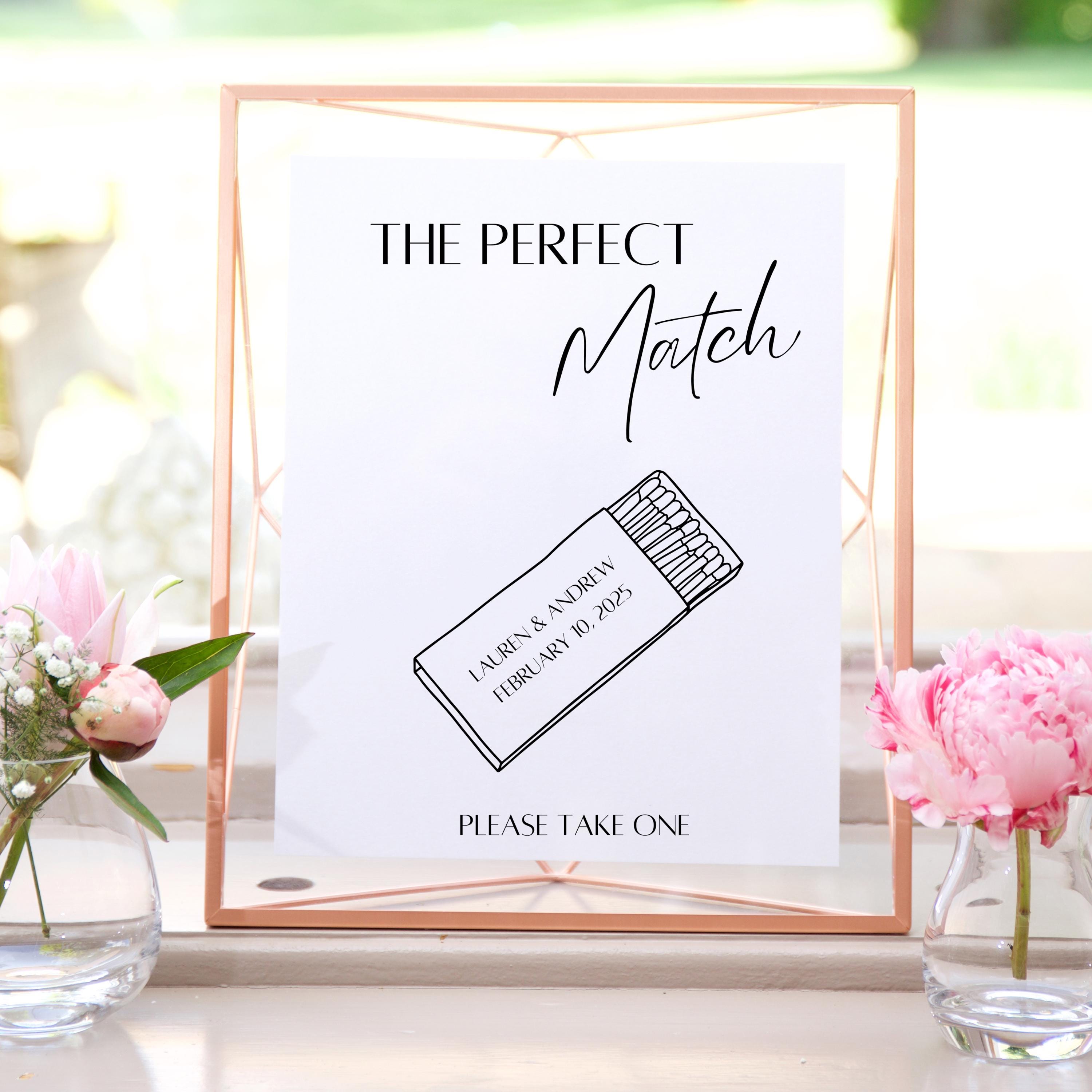 The Perfect Match Wedding Favor Sign | Editable Template | Unique ...