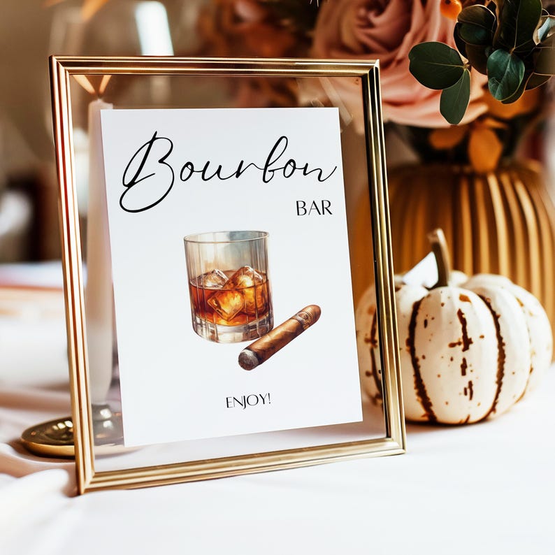 Bourbon Bar Sign | Men's Birthday Party, Bachelor Party, Wedding Sign ...