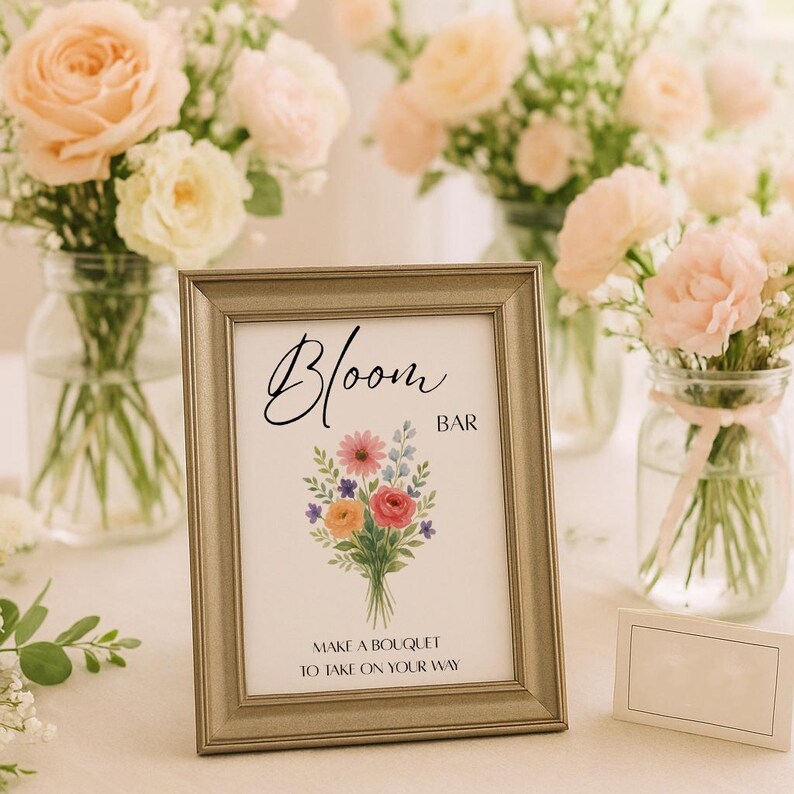 Bloom Bar Sign, Flower Bar Decor for Bridal Shower, Editable Make a ...
