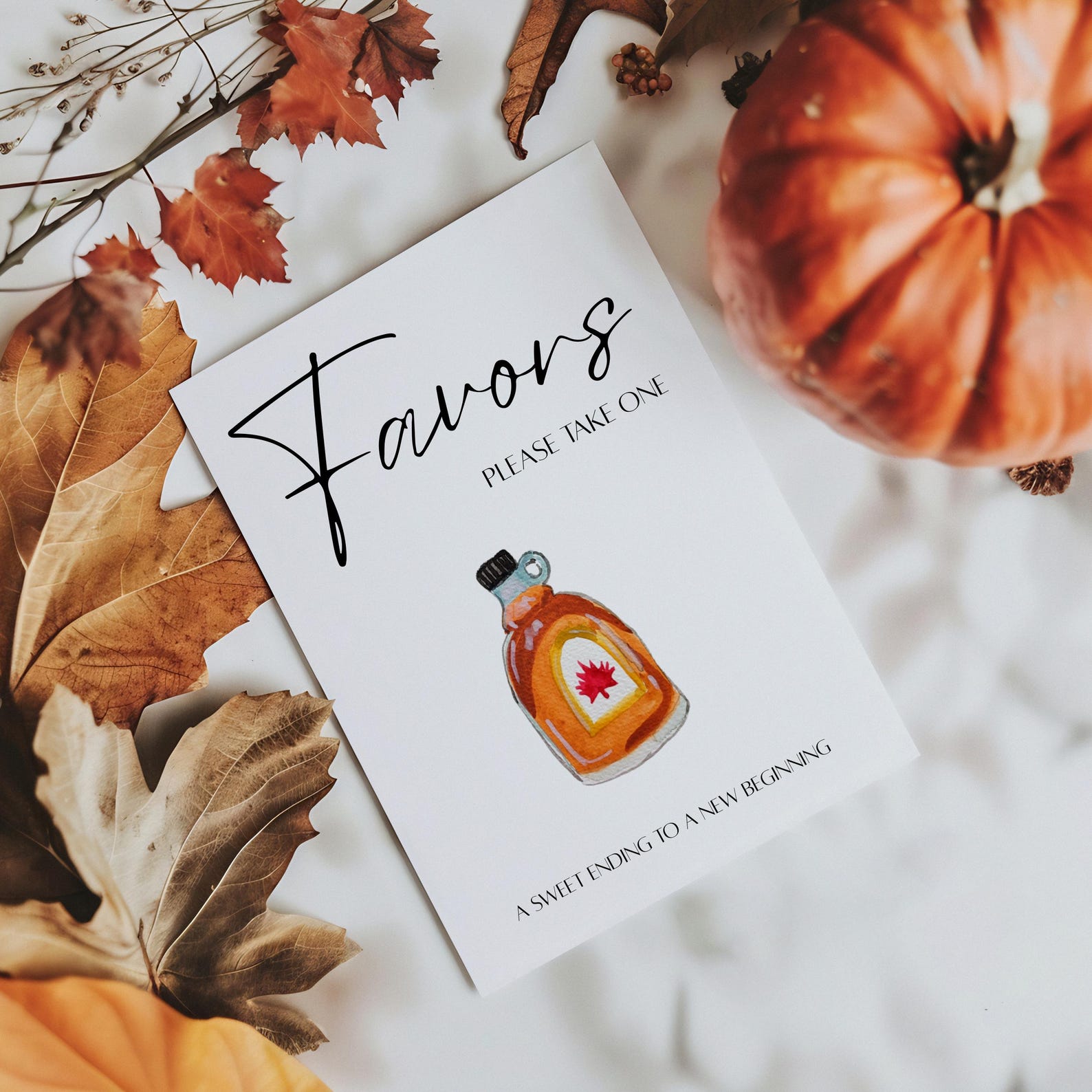 Maple Syrup Wedding Favor Sign Template | Rustic Fall Decor (editable ...