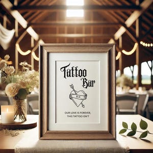 Temporary Tattoo Station Wedding Sign | Tattoo Bar | Editable Canva ...