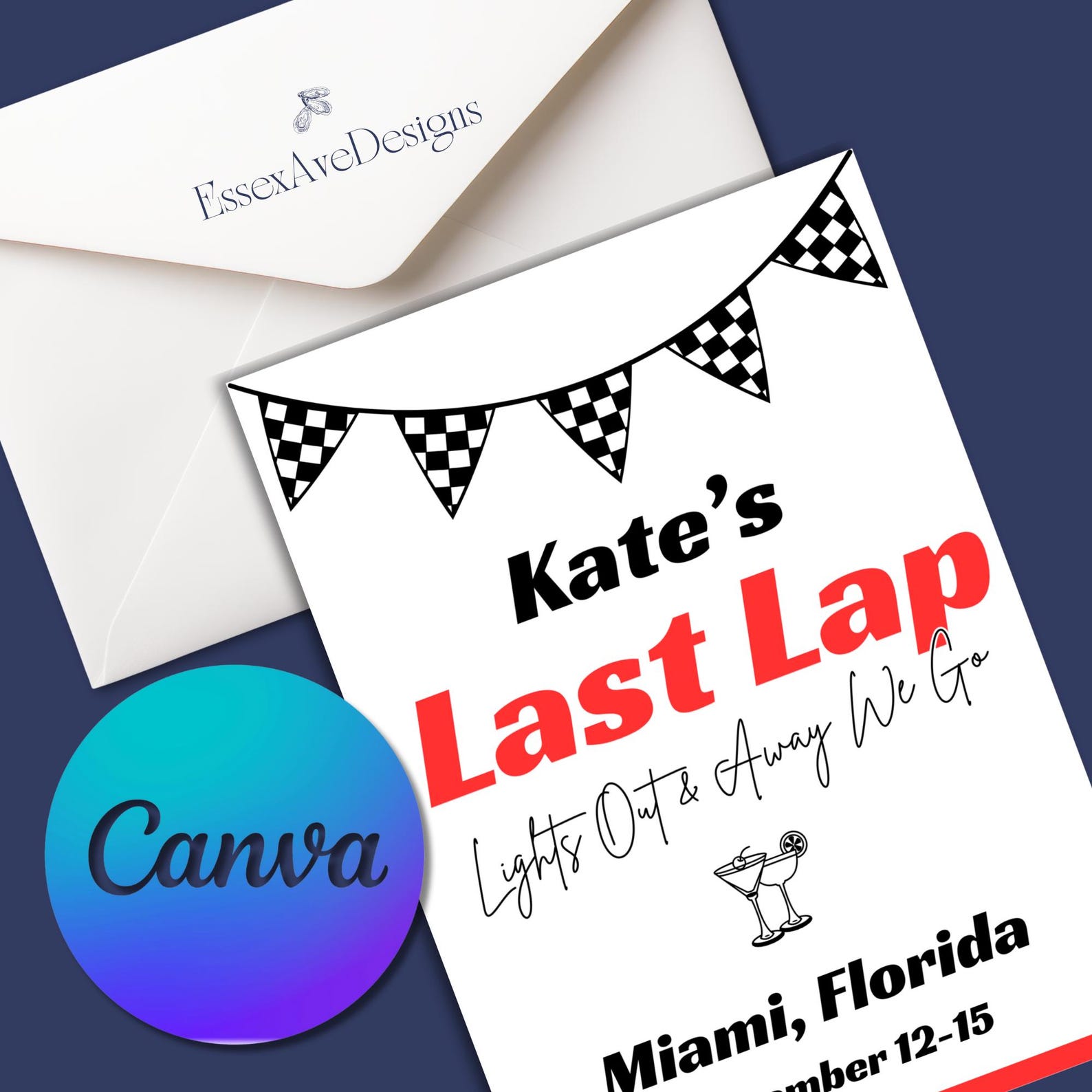 Last Lap Bachelorette Party Invitation Template | Racing Theme ...