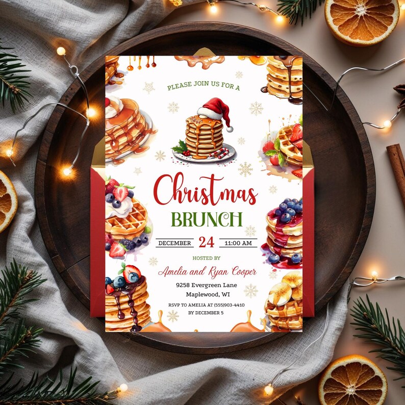 Christmas Brunch Invitation • Editable Christmas Breakfast Invitation ...