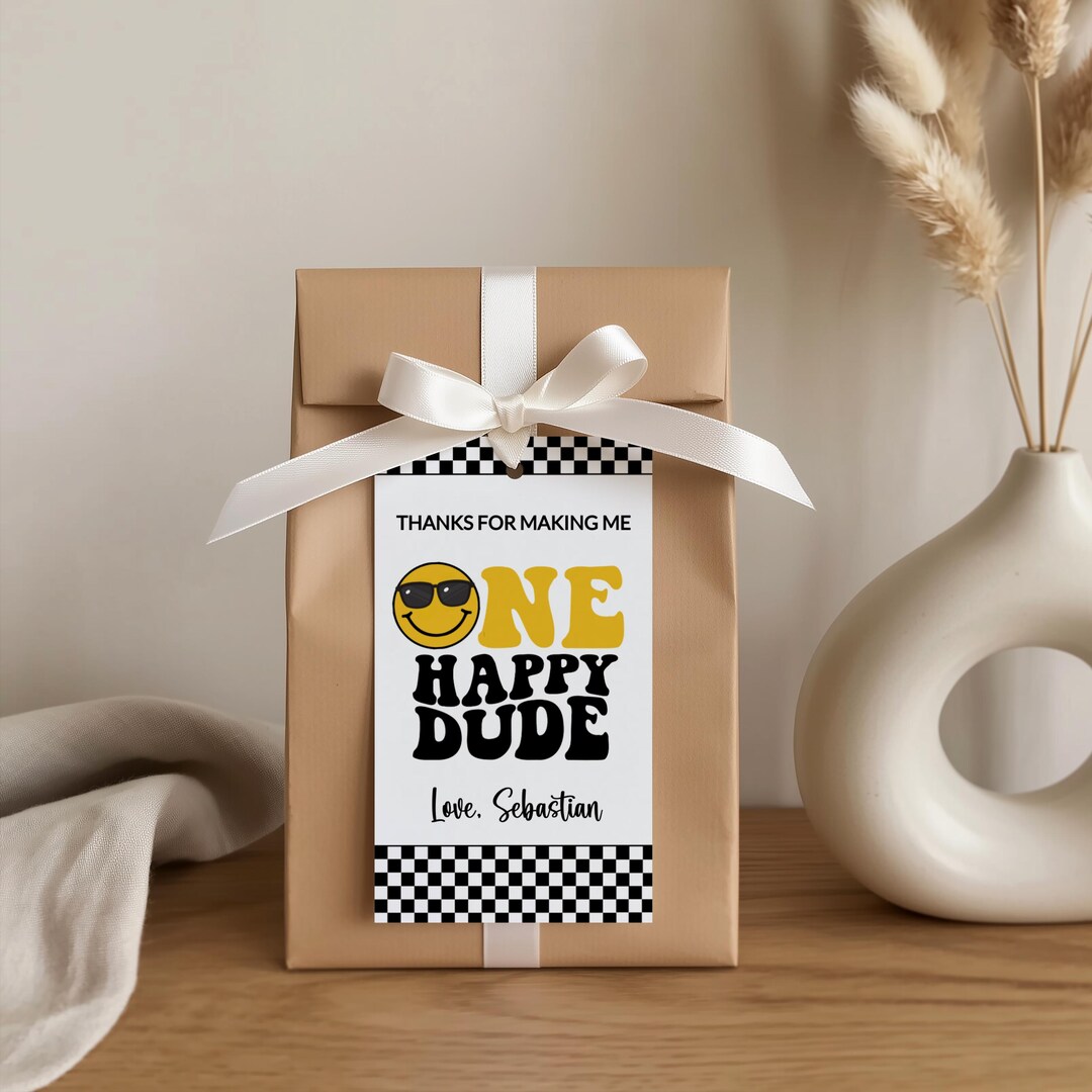 One Happy Dude Birthday Party Favor Tag • One Happy Dude Label • Gift ...