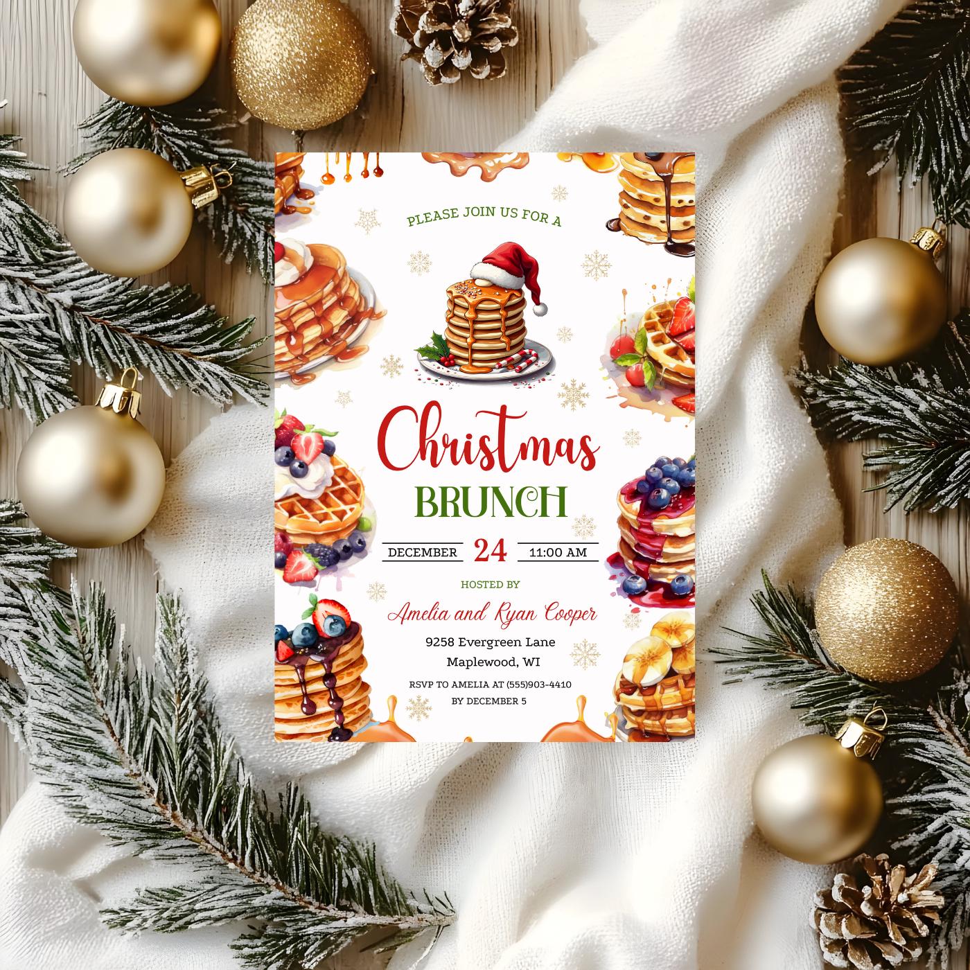 Christmas Brunch Invitation • Editable Christmas Breakfast Invitation ...