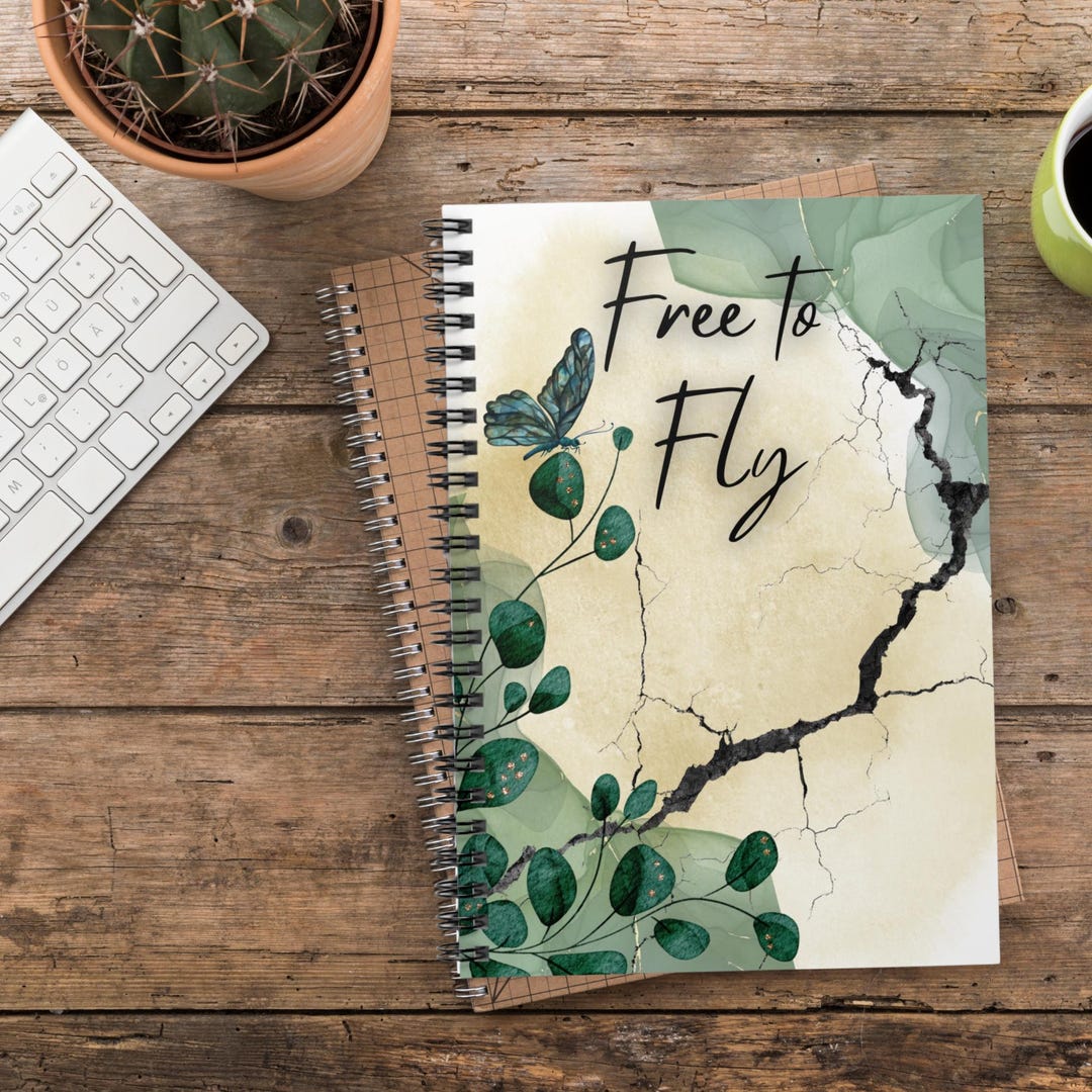 Free to Fly Spiral Notebook | Butterfly Floral Journal | Inspirational ...
