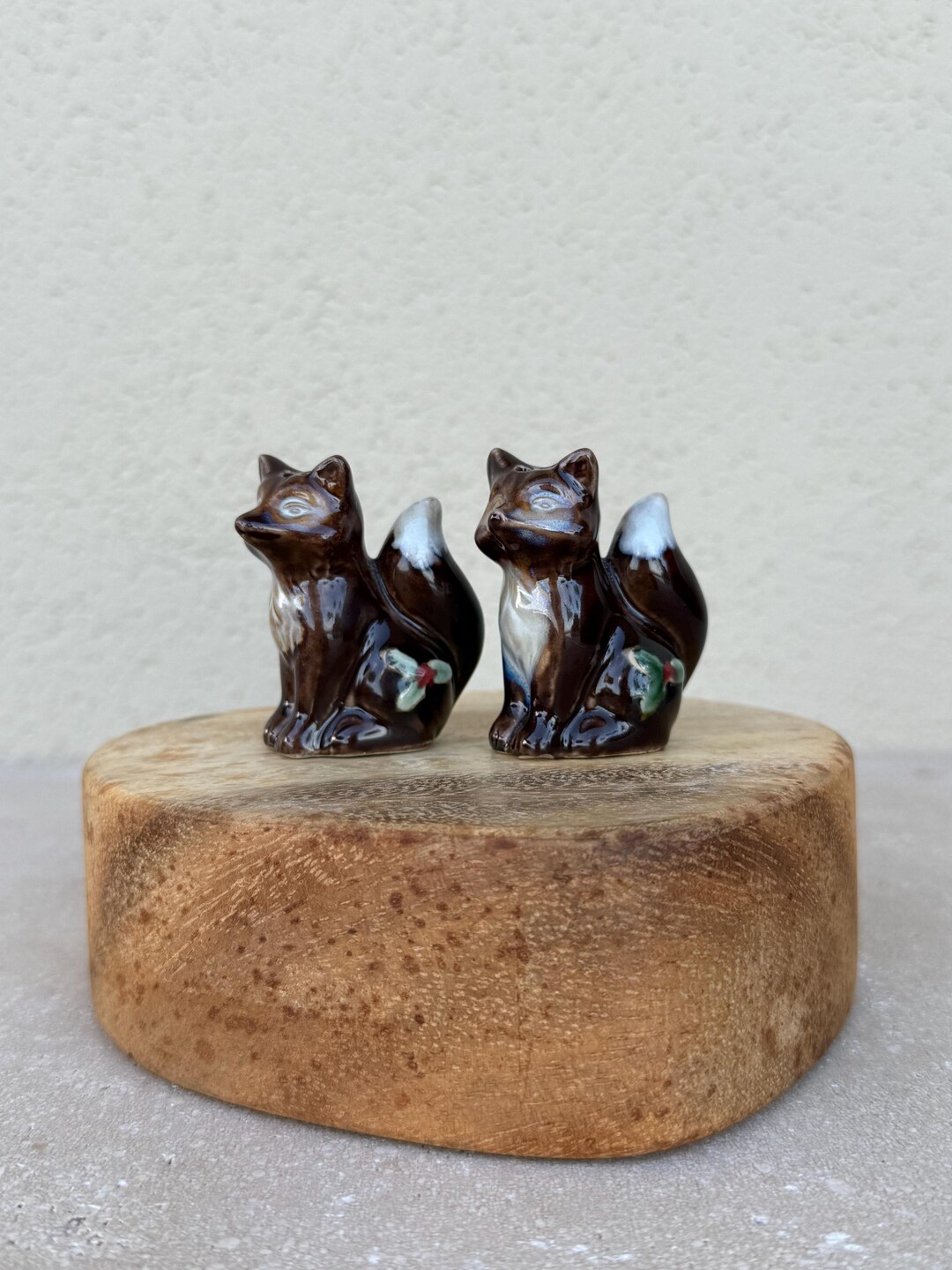 Vintage Fox Salt and Pepper Shakers – Brown Ceramic Animal Pair ...