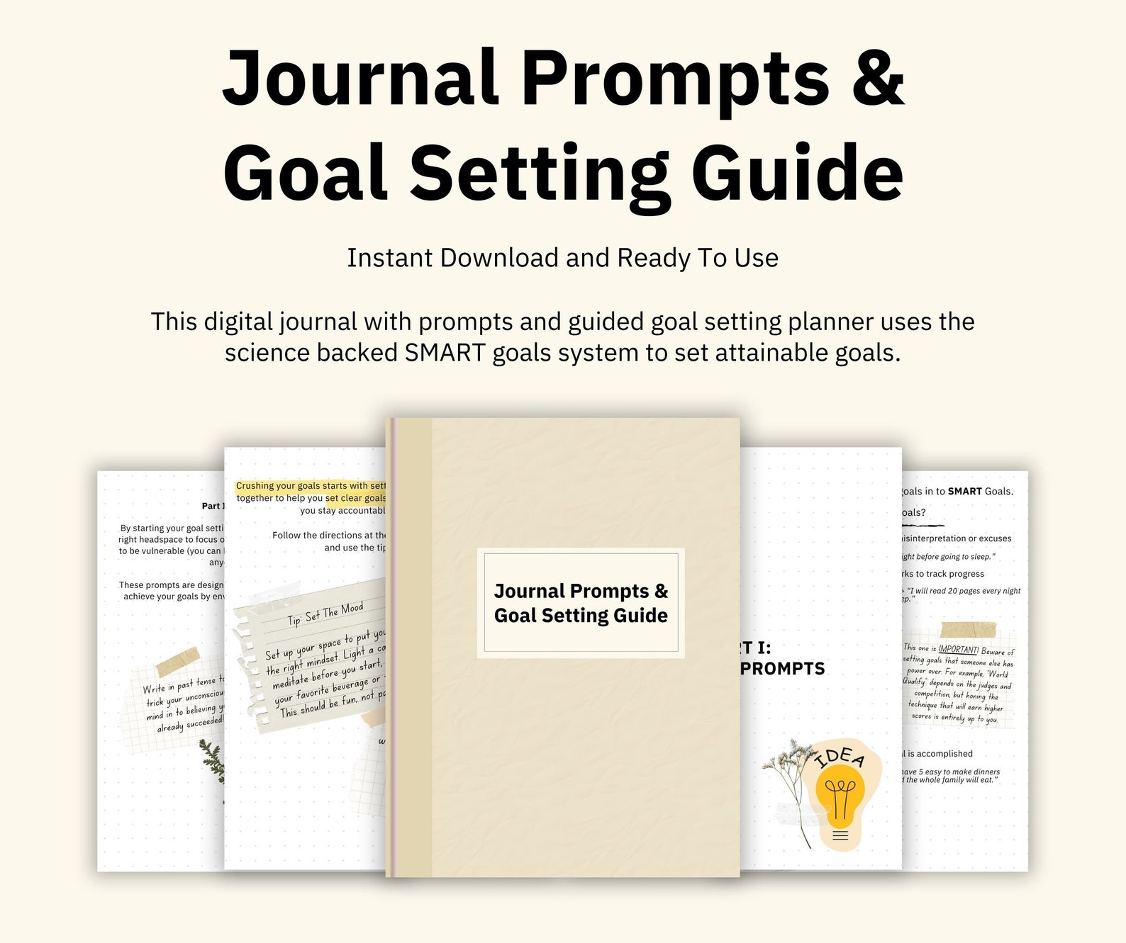Downloadable Journal Prompts and Goal Setting Guide, Digital Journal ...