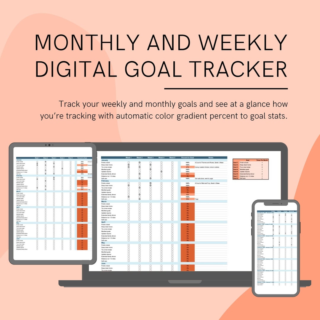 Monthly and Weekly Goal Tracker, Instant Download for Beginners ...