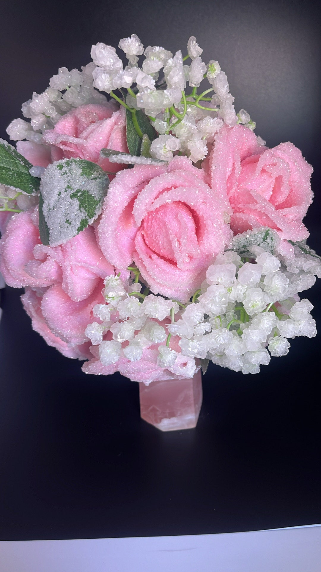 Crystallized Rose Quartz Crystal Pillar Bouquet - Etsy