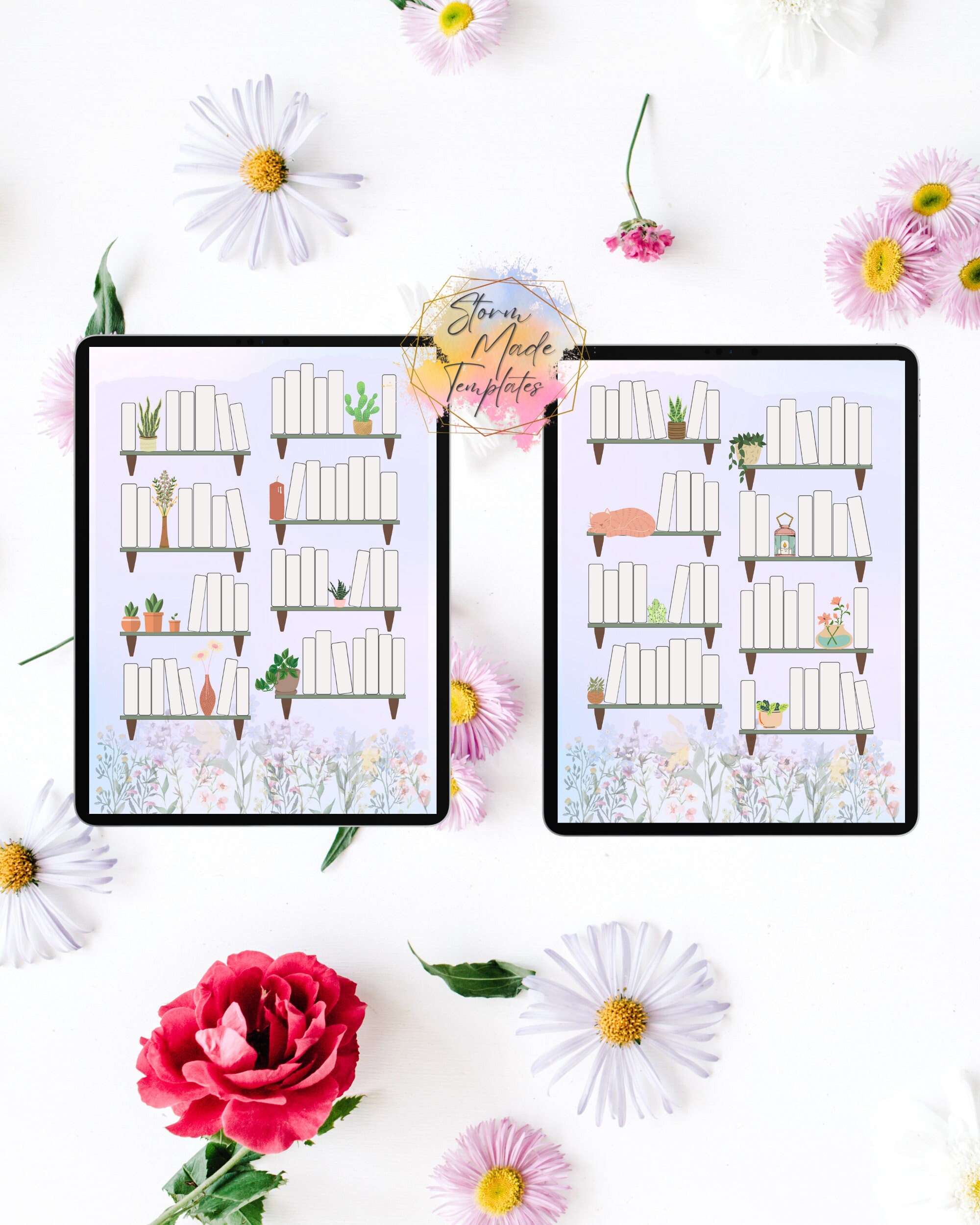 A5 Printable Floral Book Journal Tracker Log Bundle Template Digital ...