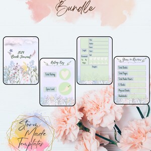A5 Printable Floral Book Journal Tracker Log Basic Bundle Template ...