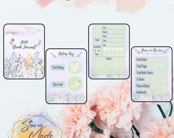 A5 Printable Floral Book Journal Challenge Bundle Template - Digital ...