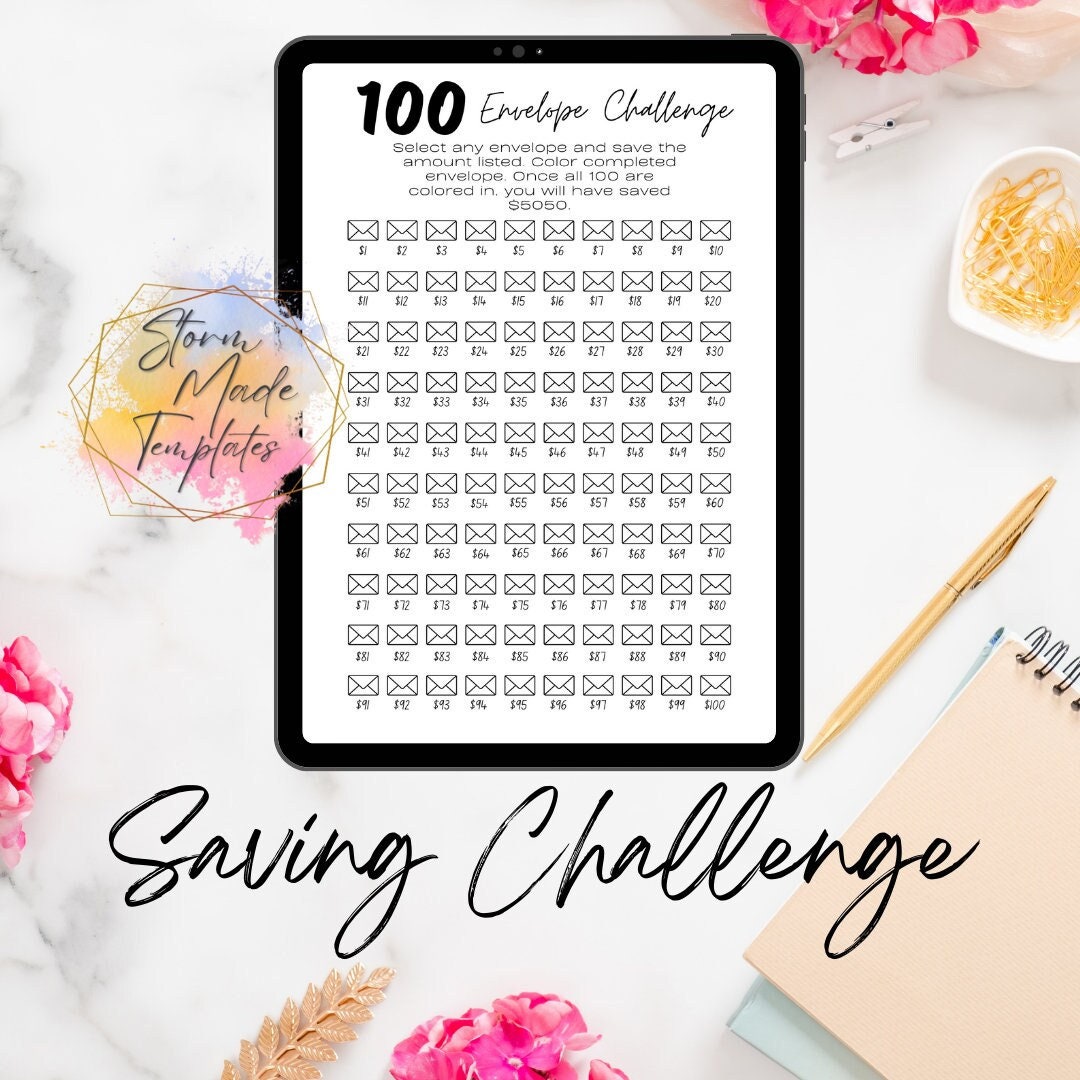 A5 Printable Saving Challenge Printable/digital 100 Envelope Saving ...
