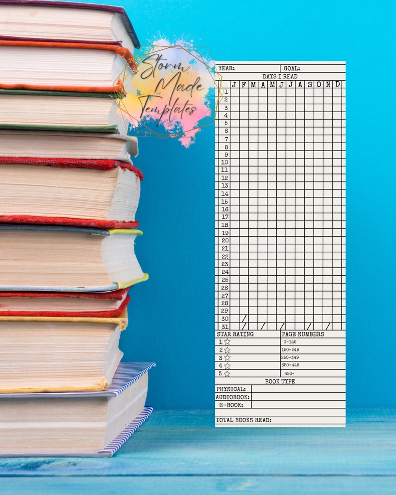 2.5 X 7-inch Printable Daily Book Tracking Bookmark - Reading Log ...