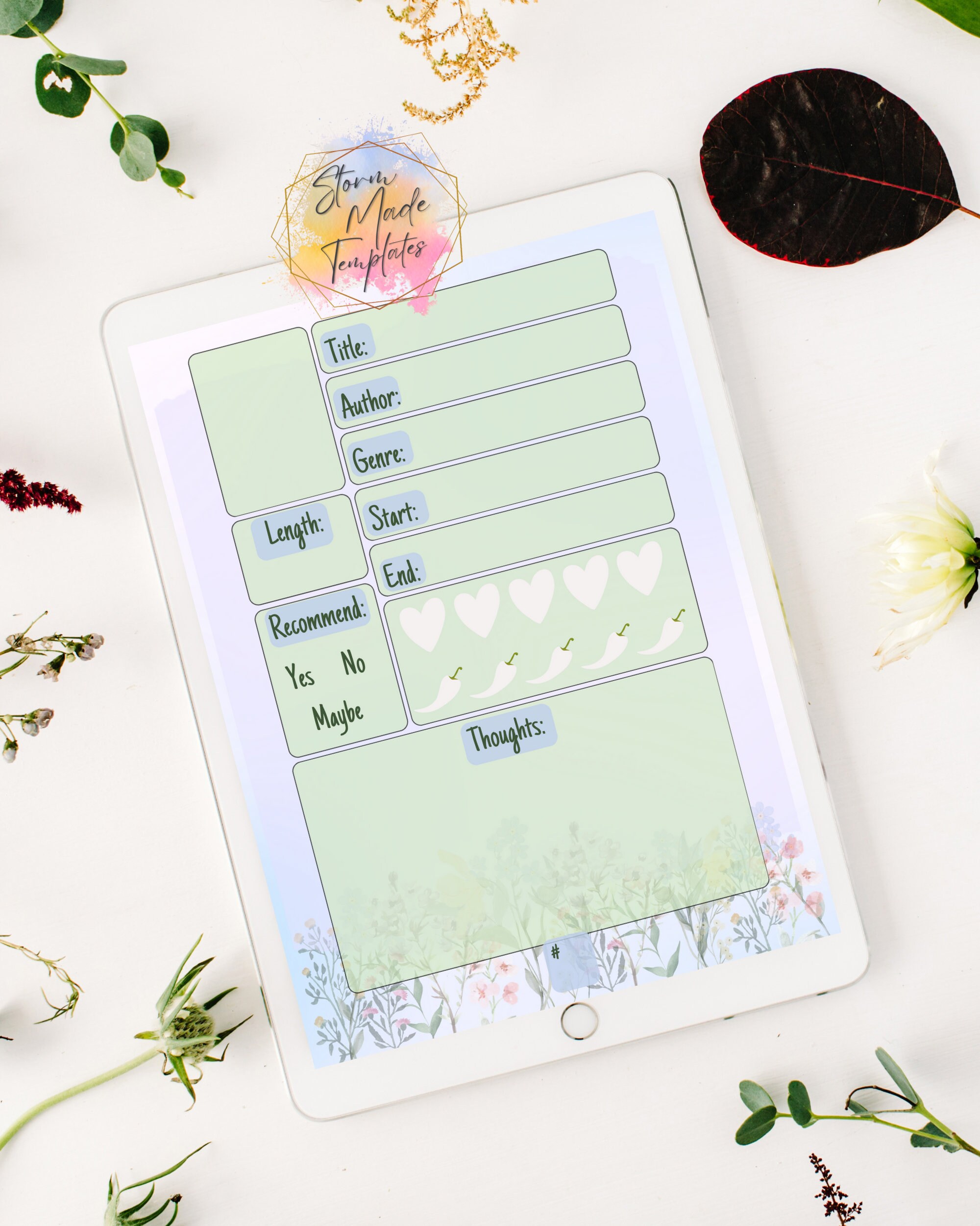 A5 Printable Floral Book Journal Tracker Log Bundle Template Digital ...